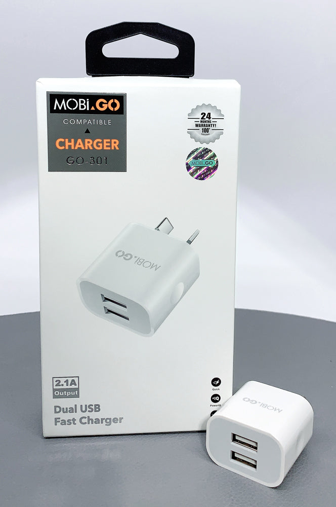 Mobigo dual USB fast home charger GO301 - Skyline Mobile
